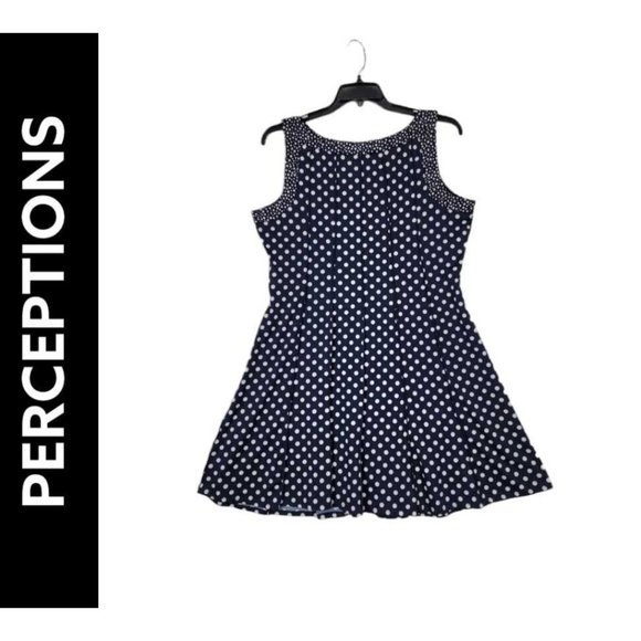 Perceptions | Dresses | Perceptions Women Size Pxl Navy Blue Dot ...